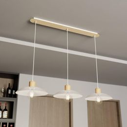 EMIBIG LIGHTING H&auml;ngeleuchte Kobe, dreiflammig, Stahl, Holz, wei&szlig;