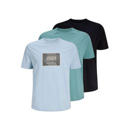Jack & Jones Plus Jack & Jones Plus T-Shirt 'JJRain' Herren Gr&ouml;&szlig;e XXL t&uuml;rkis / himmelblau / orange / schwarz