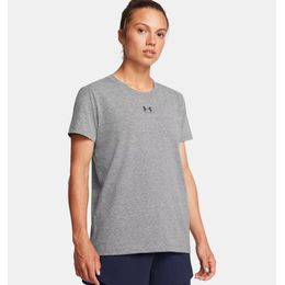 T-Shirt Under Armour "UA RIVAL CORE SS", Damen, Gr. L, schwarz (castlerock,, schwarz), Obermaterial: 57% Baumwolle, 38% Polyester, 5% Elasthan, Shirts T-Shirt