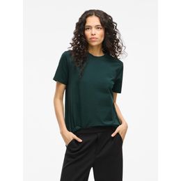 Kurzarmshirt Vila "VINORA S/S T-SHIRT - NOOS", Damen, Gr. XS, gr&uuml;n (ponderosa pine), Jersey, Obermaterial: 96% Baumwolle, 4% Elasthan, unifarben, regular fit normal, Rundhals, Shirts