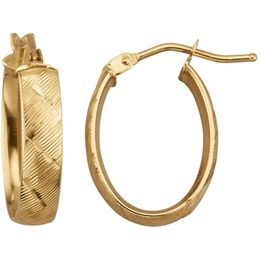 Paar Creolen Firetti "Schmuck Geschenk Gold 375 Ohrschmuck Ohrringe Struktur", gold (gelbgoldfarben), Ohrringe, Damen, Gelbgold 375