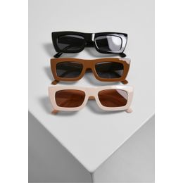 Sonnenbrille Urban Classics "Urban Classics Unisex Sunglasses Sanremo 3-Pack", Damen, schwarz, toffee, sandwei&szlig;, Sonnenbrillen Sonnenbrille