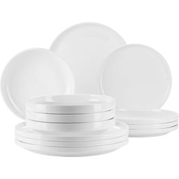 Mäser Teller-Set MÄSER "VADA, Tellerset, Porzellan", weiß, 12 Stk., Porzellan, Geschirr-Sets