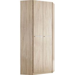 Eckkleiderschrank Priess "Barcelona Kleiderschrank Ecklösung Raumwunder", braun (struktureichefarben hell), B:78cm H:193cm T:78cm, Holzwerkstoff, Schränke, Eckkleiderschrank, in 2 Tiefen Schrank Eckschrank Garderobe