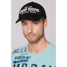 Baseball Cap CAMP DAVID, Herren, schwarz, Baumwolle, bestickt, Caps, mit verstärktem Schirm