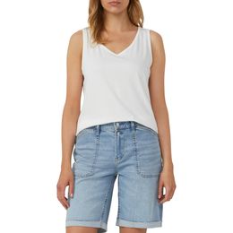 T-Shirt s.Oliver, Damen, Gr. 44, weiß, Jersey, Obermaterial: 50% Baumwolle, 50% Modal, unifarben, regular fit taillenbedeckt, V-Ausschnitt, Shirts T-Shirt, mit Cut-Out