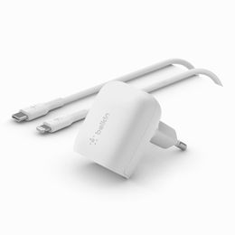Belkin USB-Ladeger&auml;t "Dual 20W USB-C Ladeger&auml;t inkl. Lightning", wei&szlig;, B:12cm H:8cm T:20cm, Ladeger&auml;te