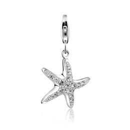 Charm-Einh&auml;nger NENALINA "Seestern-Anh&auml;nger Zirkonia Kristalle 925 Silber", wei&szlig; (wei&szlig;, wei&szlig;), Charms, Damen, mit Steinen, Silber 925 (Sterlingsilber)