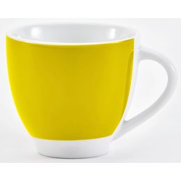 Tasse Van Well "Vario", gelb (gelb, weiß), B:24,5cm H:9,5cm, Porzellan, Trinkgefäße, Tasse, spülmaschinen- und mikrowellengeeignet, 6-teilig