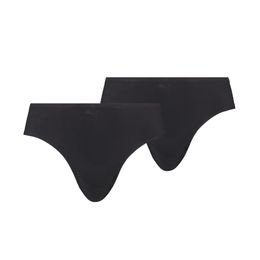 Bikinislip Puma "Puma WOMEN ONE SIZE BRIEF 2P HANG", Damen, schwarz, Microfaser, Obermaterial: 81% Polyamid, 19% Elasthan, k&ouml;rpernah, Unterhosen, Mit nahtlosen Kanten, Einheitsgr&ouml;&szlig;e