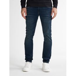 Slim-fit-Jeans PETROL INDUSTRIES "SEAHAM VTG", Herren, Gr. 31, Länge 34, blau (schwarz vintage), Denim/Jeans, Obermaterial: 94% Baumwolle, 3% Elasthan, 3% Polyester, schmal, Jeans Slim-fit-Jeans