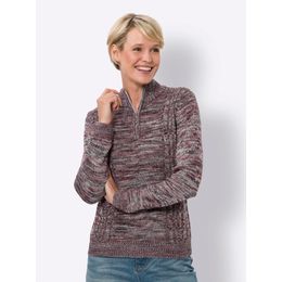 Strickpullover Classic Basics "Stehkragen-Pullover", Damen, Gr. 54, grau (hellgrau, meliert), 100% Polyacryl, gemustert, mehrfarbig, meliert, Pullover Strickpullover