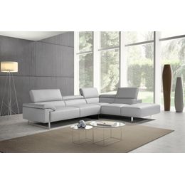 Ecksofa Egoitaliano "Malika, elegant und bequem, Designsofa, L-Form", grau (stone), B:300cm H:94cm T:234cm, Leder &raquo;BULL&laquo; (echtes Rindsleder). Geschliffenes, pigmentiertes und behandeltes Rindsleder mit einer Dicke von 1, 3-1, 5 mm. Dieses Leder zeigt eine ziemlich weiche Hand mit einem halb undurchsichtigen Aussehen. Es handelt sich um ein gesch&uuml;tztes Leder. Eine leichte Deckschicht sch&uuml;tzt sie vo