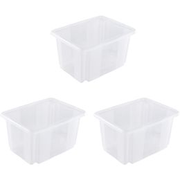 Aufbewahrungsbox keeeper "Emil, 3er Set, 15 L, 38 x 28,5 x 20,5 cm", transparent, B:38cm H:20,5cm T:28,5cm, Kunststoff, Aufbewahrungsboxen, Aufbewahrungsbox, ineinander und aufeinander stapelbar