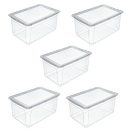 Aufbewahrungsbox keeeper "bea, 5er Set, mit Air Control-System 43L, 59 x 39 x 27 cm", transparent, B:59cm H:27cm T:39cm, Kunststoff, Aufbewahrungsboxen, Aufbewahrungsbox, Air-Control-System, stapelbar