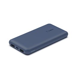 Belkin Powerbank "BoostCharge 10.000mAh Powerbank 15 Watt zum Laden von 3 Ger&auml;ten", blau, 3,7 V 10.000mAh, Akkumulatoren, 1x USB-C, 2x USB-A, Power f&uuml;r bis zu 40 Stunden
