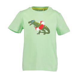 Kurzarmshirt Blue Seven, Jungen, Gr. 98, gr&uuml;n (hl gr&uuml;n orig), Single Jersey, Obermaterial: 100% Baumwolle, bedruckt, regular fit, Rundhals, Shirts