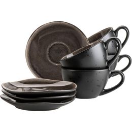 Mäser Tasse MÄSER "NIARA ORGANIC, Kaffeetassen-Set, Keramik", schwarz, braun, B:13cm H:6cm Ø:10cm, Keramik, Trinkgefäße, Tasse