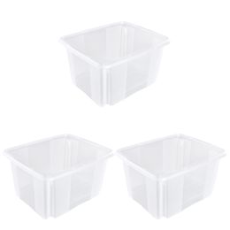 Aufbewahrungsbox keeeper "Emil, 3er Set, 24 L, 41 x 34,5 x 22 cm", transparent, B:41cm H:22cm T:34,5cm, Kunststoff, Aufbewahrungsboxen, Aufbewahrungsbox, ineinander und aufeinander stapelbar