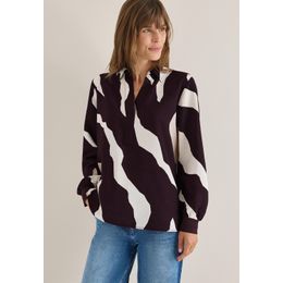 Langarmbluse Cecil, Damen, Gr. M (40), eggplant rot, Web, Obermaterial: 88% Viskose, 12% Polyamid, bedruckt, bequem hüftbedeckend, Rundhals, Bündchen, Blusen, mit Tapebündchen und grafischem Muster