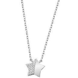 Kette mit Anh&auml;nger Firetti "Schmuck Geschenk Silber 925 Halsschmuck Halskette Ankerkette Sterne", silber (silberfarben, kristallwei&szlig;), Halsketten, Damen, Silber 925 (Sterlingsilber), L: 45 B: 1,35mm, mit Zirkonia (synth.), B:1,35mm