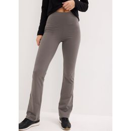 Leggings bonprix "Baumwoll-Leggings, Flared Leg", Damen, Gr. 40/42 (M), N-Gr, grau (dunkelgrau), Strick, Obermaterial: 95% Baumwolle, 5% Elasthan, unifarben, skinny fit lang, Hosen Leggings, Baumwoll-Leggings, Flared Leg