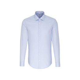 Businesshemd Seidensticker "Shaped", Herren, Gr. S (38), verl&auml;ngerte &Auml;rmell&auml;ngen, blau (mittelblau), 100% Baumwolle, unifarben, tailored fit, 2-Knopf-Manschette, Hemden, Shaped Extra langer Arm Kentkragen Uni
