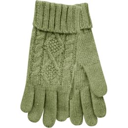 Strickhandschuhe Capelli New York, Damen, grün (loden), Strick, Materialmix, Zopfmuster, unifarben, Handschuhe, elegantes Zopfstrickmuster, Umschlag am Bündchen, Wollanteil