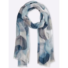 Modeschal Heine, Damen, eisblau, Viskose, gemustert, Modetücher