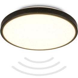 B.K.LICHT LED Deckenleuchte "BK_DL1615 Bad Deckenlampe mit Bewegungsmelder, 3m Reichweite", schwarz, 1, Ø 29cm H: 6,5cm, 1 Stk., Leuchten, 120 Erfassungswinkel, IP54, 13W, 1.300 Lm, 3.000K, Ø27cm, Schwarz, LED Deckenleuchte