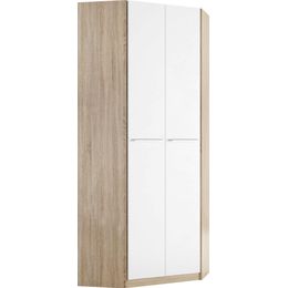 Eckkleiderschrank Priess "Barcelona Kleiderschrank Ecklösung Raumwunder", weiß (struktureichefarben hell, weiß), B:78cm H:193cm T:78cm, Holzwerkstoff, Schränke, Eckkleiderschrank, in 2 Tiefen Schrank Eckschrank Garderobe
