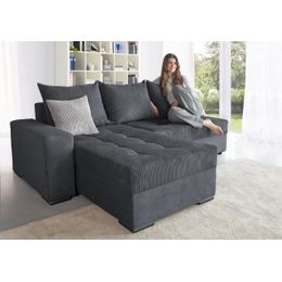 Ecksofa Collection AB "Josy L-Form, B: 214 cm in Cord, Cord-Mix", grau (anthrazit), B:214cm H:84cm T:161cm, 100% Polyester, Sofas, Ecksofa, mit Bettfunktion, Bettkasten & 2 Zierkissen, Federkern, Topseller