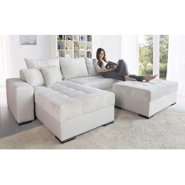 Ecksofa Collection AB "Josy L-Form, B: 214 cm in Cord, Cord-Mix", beige (silbergrau, beige), B:214cm H:84cm T:161cm, 100% Polyester, Sofas, Ecksofa, mit Bettfunktion, Bettkasten & 2 Zierkissen, Federkern, Topseller