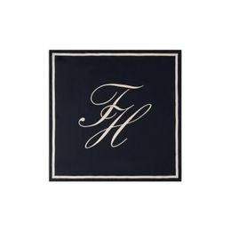Modetuch Tommy Hilfiger "TOMMY SCRIPT SILK", Damen, space blau, soft cream, Web, Seide, Modetücher
