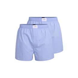 Webboxer Tom Tailor "Dakota", Damen, Gr. XXL, 2, blau (blau, hell, karo), Webqualität, Obermaterial: 100% Baumwolle, kariert, Unterhosen, weich, bequem, basic, locker, atmungsaktiv, mit Logo, breiter Bund
