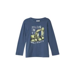T-Shirt s.Oliver JUNIOR, M&auml;dchen, Gr. 104/110, mid blau, Jersey, Obermaterial: 100% Baumwolle, bedruckt, normal h&uuml;ftbedeckend, Rundhals, Shirts T-Shirt