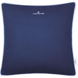 Dekokissen Tom Tailor HOME "Dove Signature" Gr. 1, blau (dunkelblau, navy, marine, unifarben), B:40cm H:0,5cm L:40cm, Baumwolle, Polyester, Dekokissen_Sitzkissen_Kissenh&uuml;llen, mit Paspel, Kissenh&uuml;lle ohne F&uuml;llung, 1 St&uuml;ck