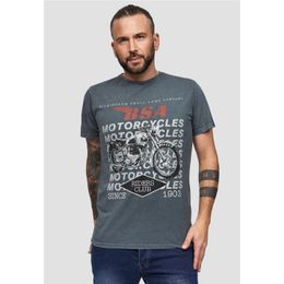 T-Shirt Recovered "BSA Birmingham Motorcycles", Damen, Gr. S, grau (dunkelgrau), 100% Baumwolle, bedruckt, normal, Rundhals, Shirts T-Shirt, mit coolem Print