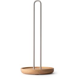 K&uuml;chenrollenhalter CONTINENTA "Gummibaum-Sockel", natur, H:31,6cm &Oslash;:14cm, Holz, Metall, K&uuml;chenrollenhalter, &Oslash;14x31,6 cm, Silikonf&uuml;&szlig;e, auch f&uuml;r XL-Rollen