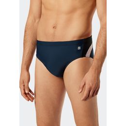 Badeslip Schiesser "Nautical Active", Herren, Gr. 9, N-Gr, blau (801, blau), gewirkt, Obermaterial: 82% Polyamid, 18% Elasthan, Badehosen, mit komfortablem Innenslip, Bindekordel