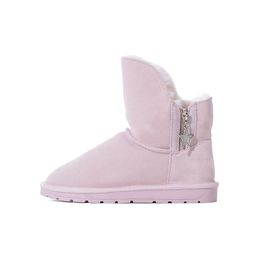 NICEBAY Leder-Winterboots "Pompon" in Rosa - 79% | Gr&ouml;&szlig;e 37 | Damen-stiefel