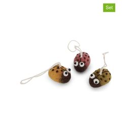 Gry & Sif 3er-Set: Dekoh&auml;nger ''Ladybugs'' in Gelb/ Gr&uuml;n/ Rot - (L)2 x (B)3 cm - 11% | Wohndekoration