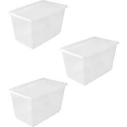 Aufbewahrungsbox keeeper "bea, 3er Set, mit Air Control-System 52L, 59 x 39 x 35 cm", transparent, B:59cm H:35cm T:39cm, Kunststoff, Aufbewahrungsboxen, Aufbewahrungsbox, Air-Control-System, stapelbar