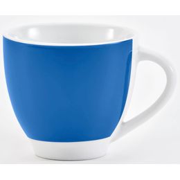 Tasse Van Well "Vario", blau (blau, weiß), B:24,5cm H:9,5cm, Porzellan, Trinkgefäße, Tasse, spülmaschinen- und mikrowellengeeignet, 6-teilig