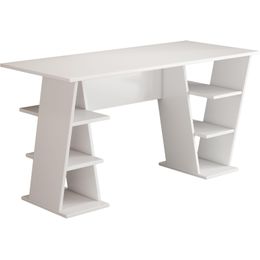 Schreibtisch OTTO HOME "Ezzell", wei&szlig; (wei&szlig;, wei&szlig;, wei&szlig;), B:137cm H:73cm T:60cm, Tische, Schreibtisch, Regalschreibtisch mit Ablagen, modernes Design, Breite 137 cm