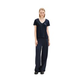 Tom Tailor Denim 2er-Set: Shirt in Dunkelblau/ Wei&szlig; - 53% | Gr&ouml;&szlig;e XL | Damen-tops