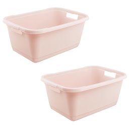 Wäschewanne keeeper "aenna, 2er Set, 65 x 44 x 28 cm, 52 l", nordic pink, B:44cm H:28cm T:65cm, Kunststoff, Wäschesammler, praktische Griffe, platzsparend ineinander nestbar