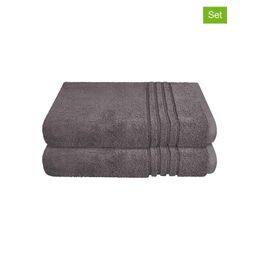 Schiesser 2er-Set: Duscht&uuml;cher "Milano" in Anthrazit - 44% | Gr&ouml;&szlig;e 70x140 cm | Badtextilien