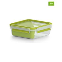Emsa 2er-Set: Lunchboxen "Clip & Go" in Gr&uuml;n - 850 ml - 19% | Aufbewahren-servieren