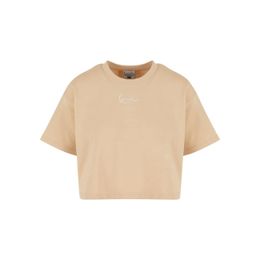 T-Shirt Karl Kani "Karl Kani Karl Kani Small Signature Essential Crop Tee", Damen, Gr. XL, sand, 100% Baumwolle, bedruckt, normal, Rundhals, Shirts T-Shirt